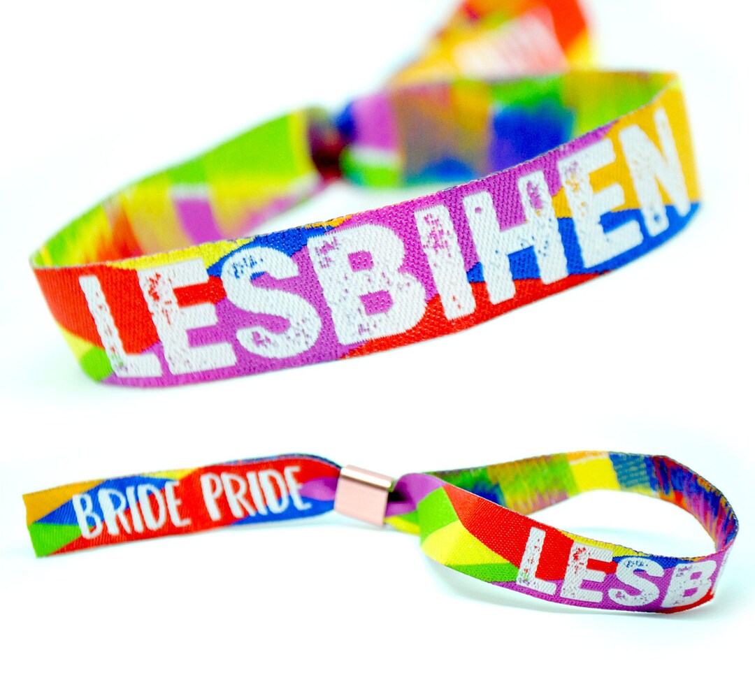 LESBIHEN Bride Pride Lesbian Gay Hen Party Rainbow Festival Wristband ...