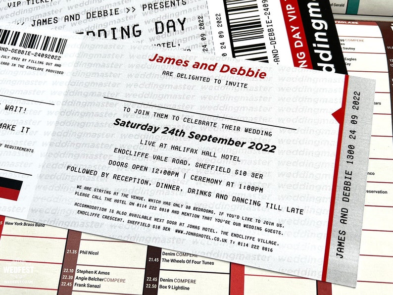 Ticketmaster Gig Concert Ticket Wedding Invites sample Pack - Etsy