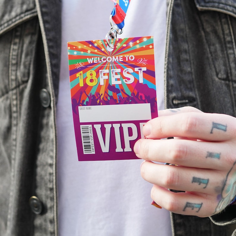 18FEST® 18th Birthday Party Festival VIP Pass Lanyards Favours - 18th ...