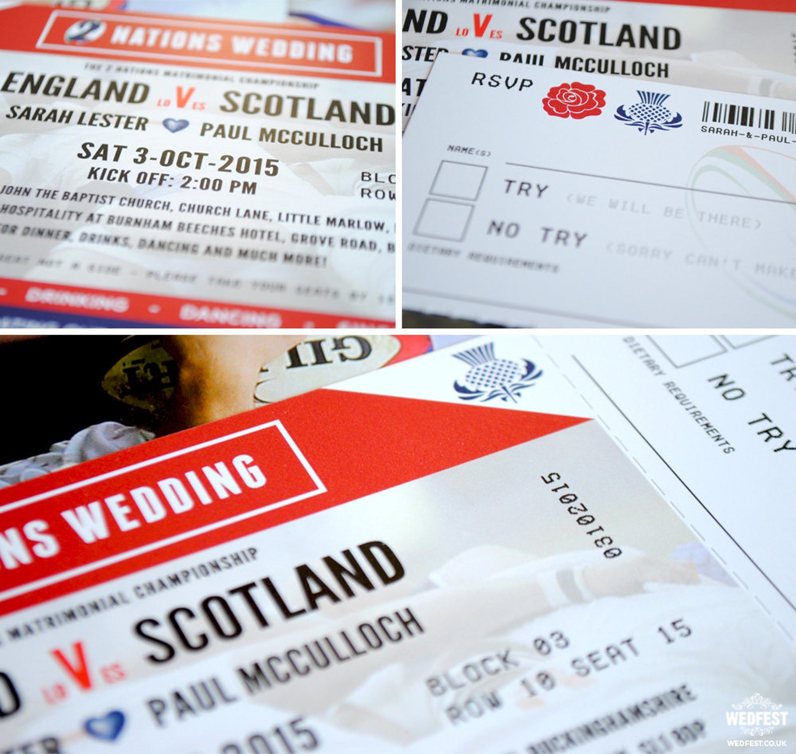 Two Nations Rugby Ticket Wedding Invitations Rugby Sport - Etsy UK
