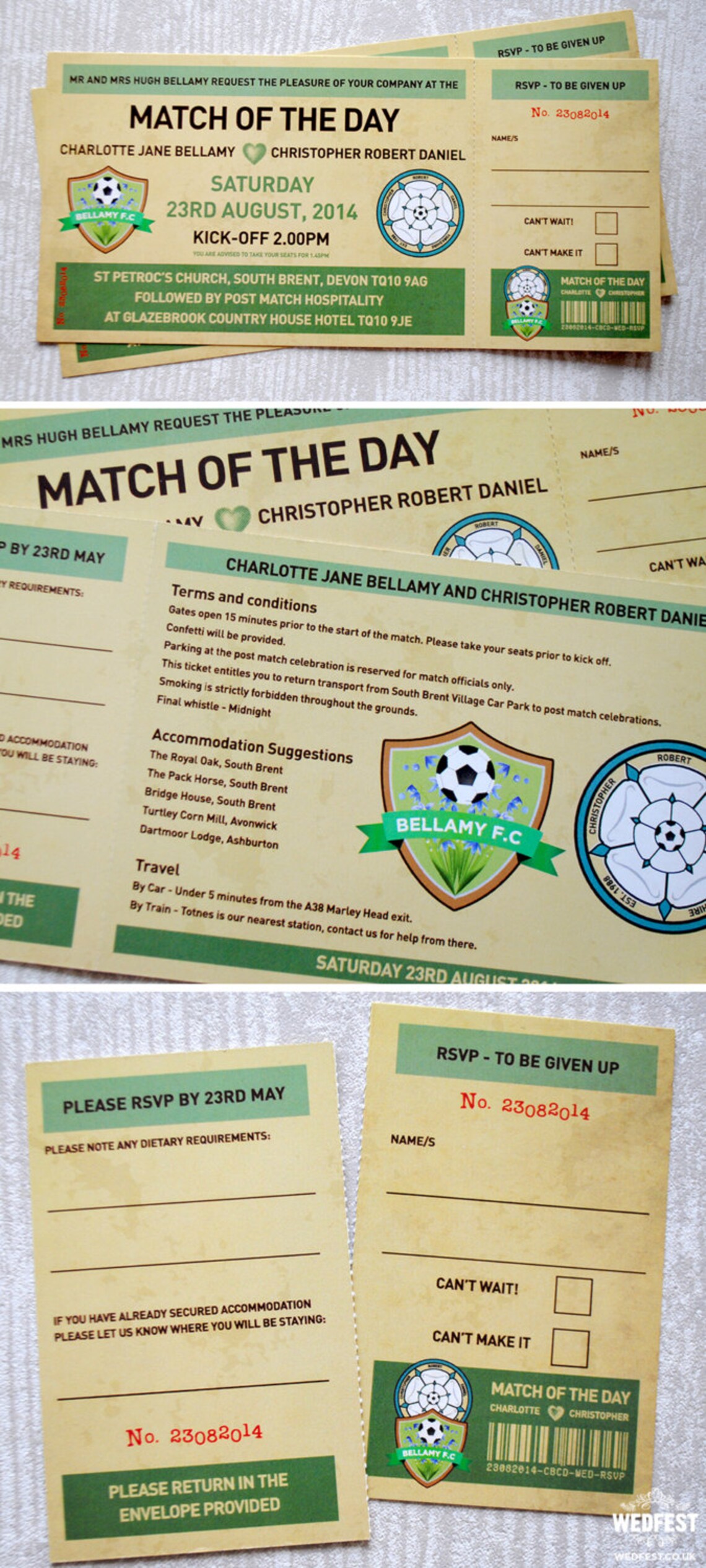 Soccer Ticket Wedding Invitations sample Pack Football - Etsy UK
