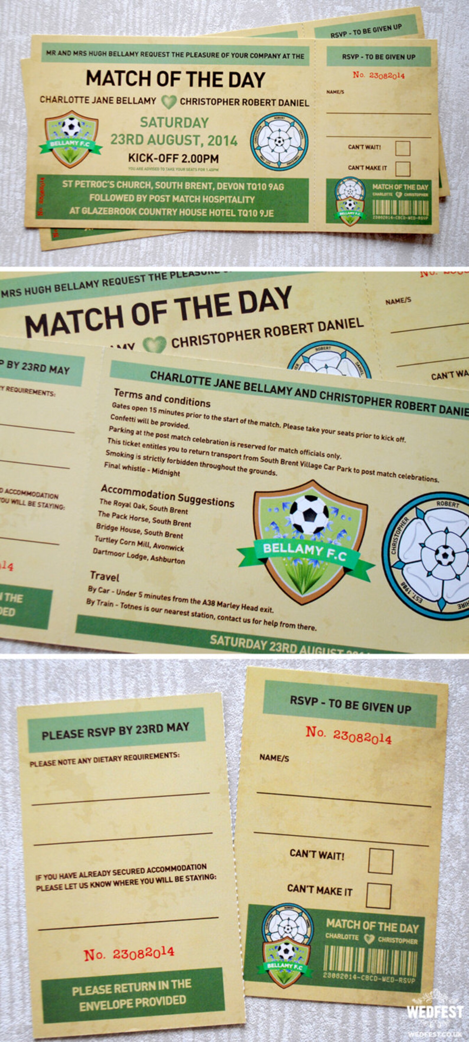 Soccer Ticket Wedding Invitations sample Pack Football - Etsy UK