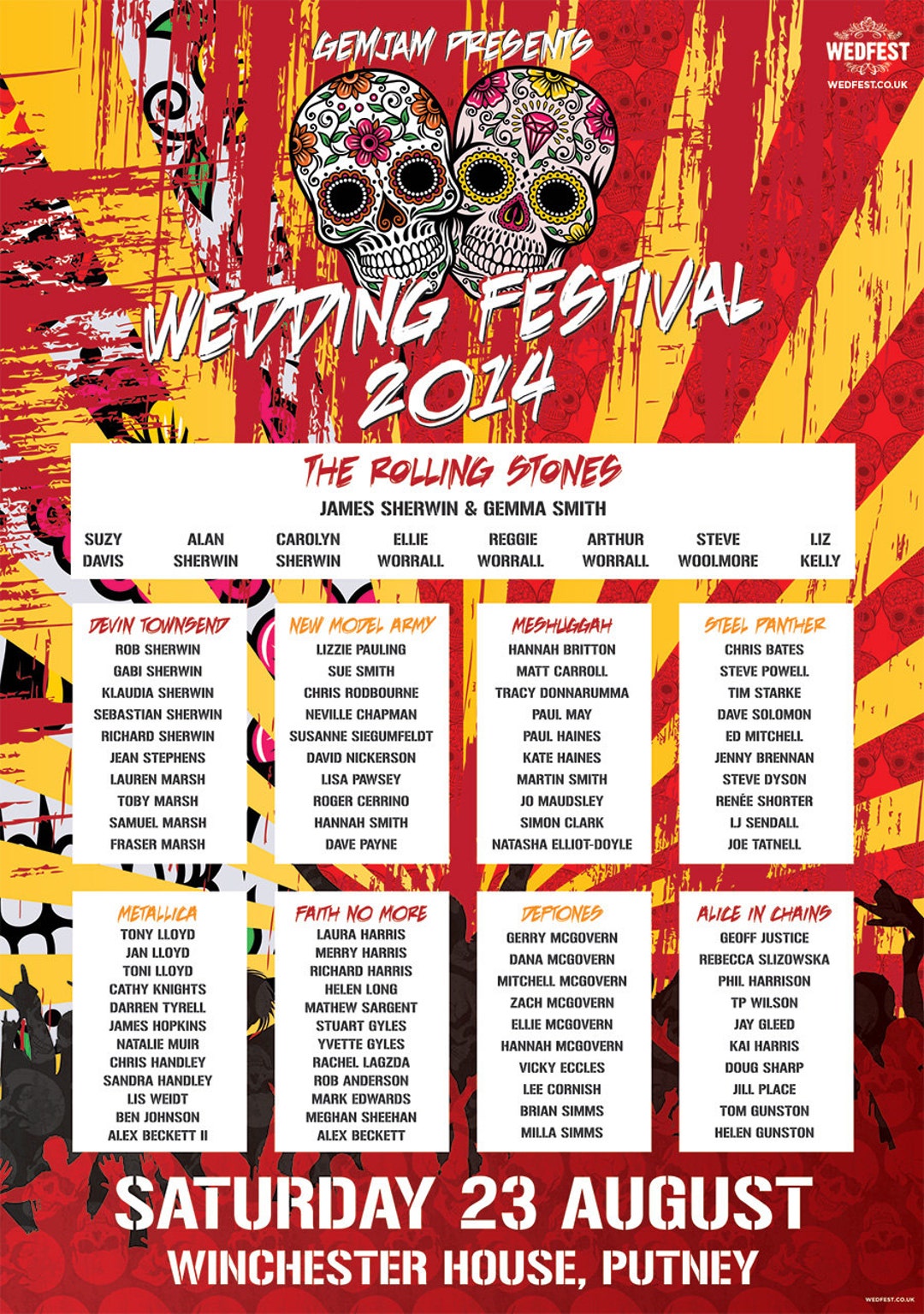 Rock Music Heavy Metal Wedding Table Plan - Rock N Roll Wedding Table ...