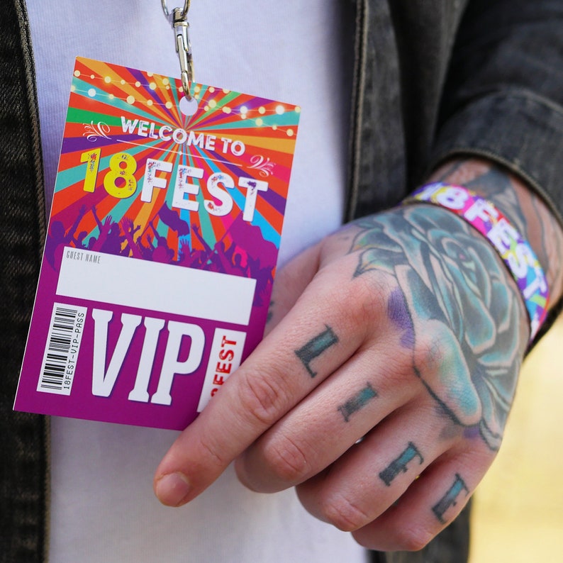 18FEST® 18th Birthday Party Festival VIP Pass Lanyards Favours - 18th ...