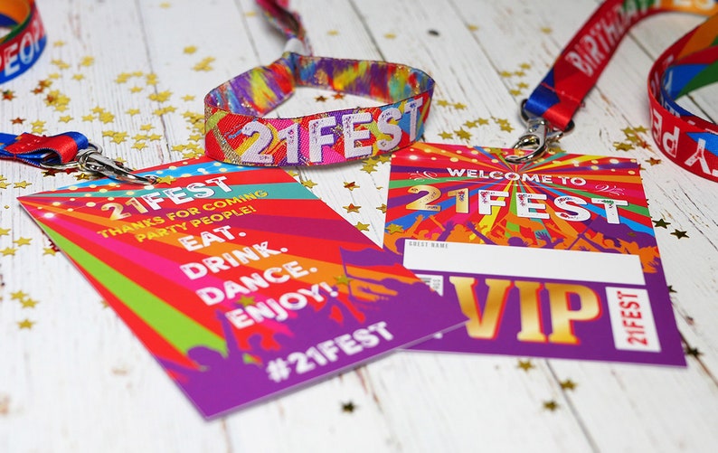 21FEST® 21st Birthday Party Festival VIP Pass Lanyards Favours - 21st ...