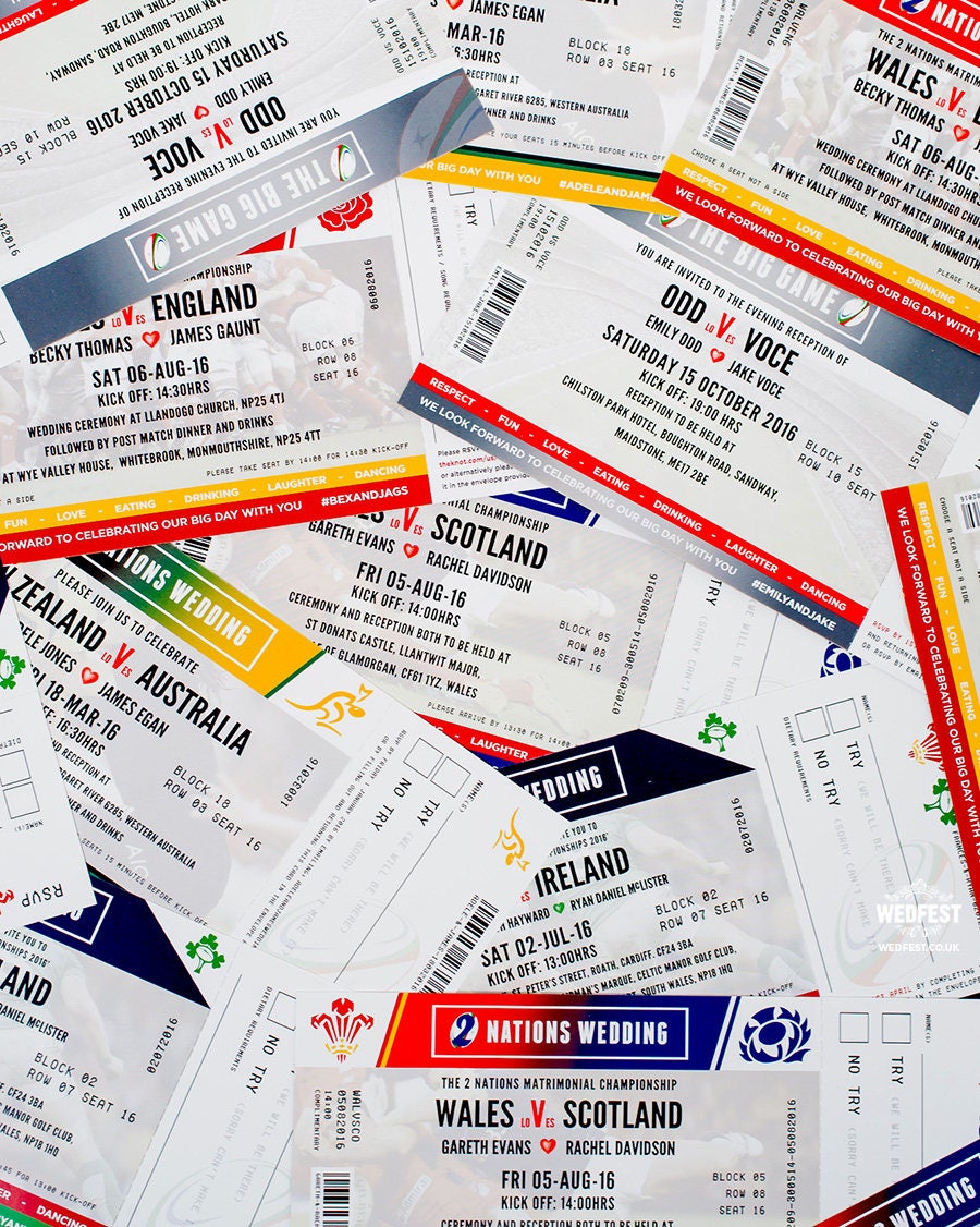 Two Nations Rugby Ticket Wedding Invitations Rugby Sport - Etsy UK