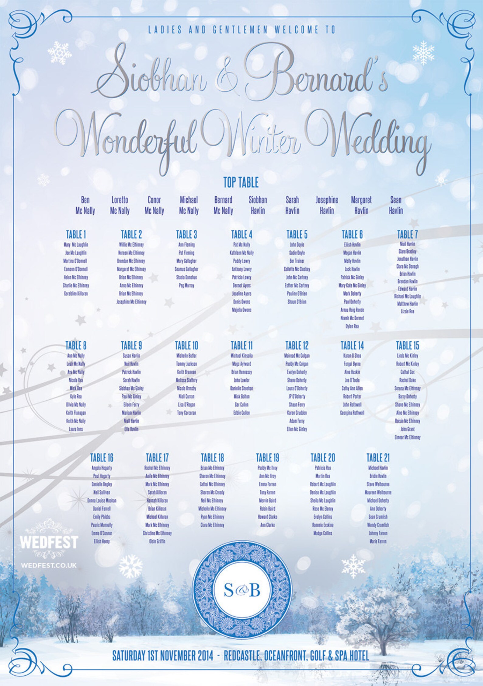 Ski Skiing Theme Wedding Table Seating Plans - Ski Snowboard Wedding ...