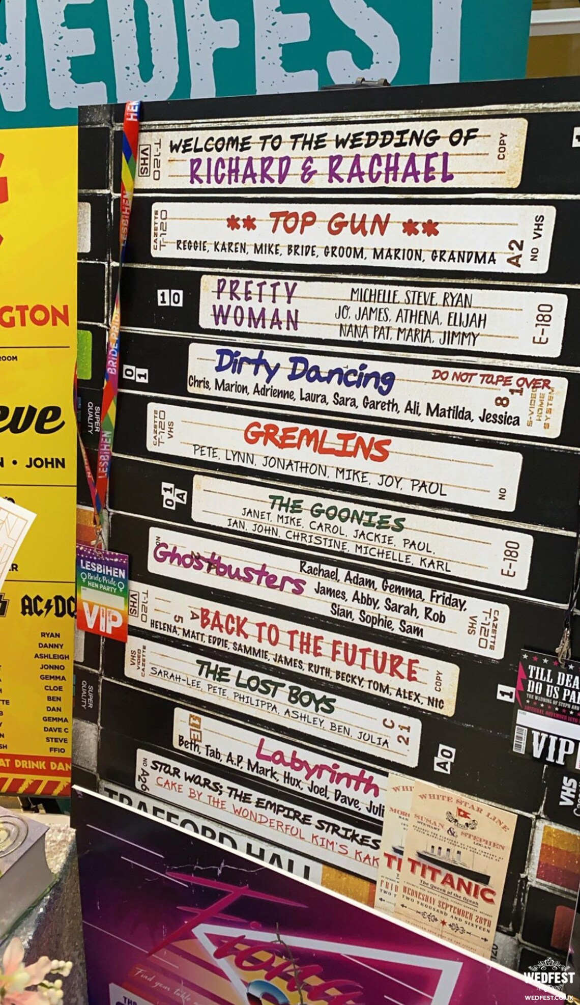VHS Video Tape Movies Wedding Table Plan - Retro Wedding Table Plan ...