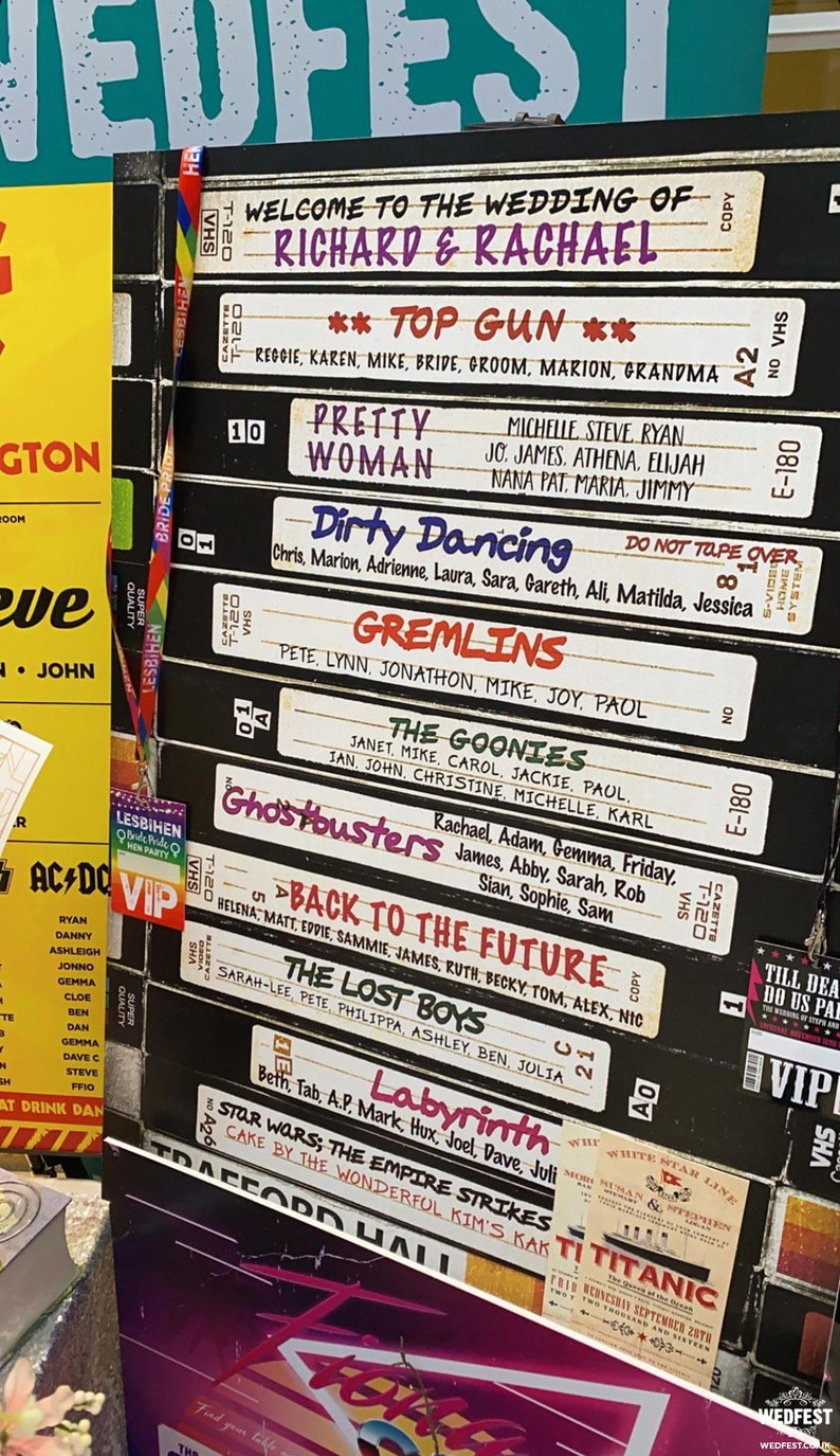 VHS Video Tape Movies Wedding Table Plan Retro Wedding Table - Etsy