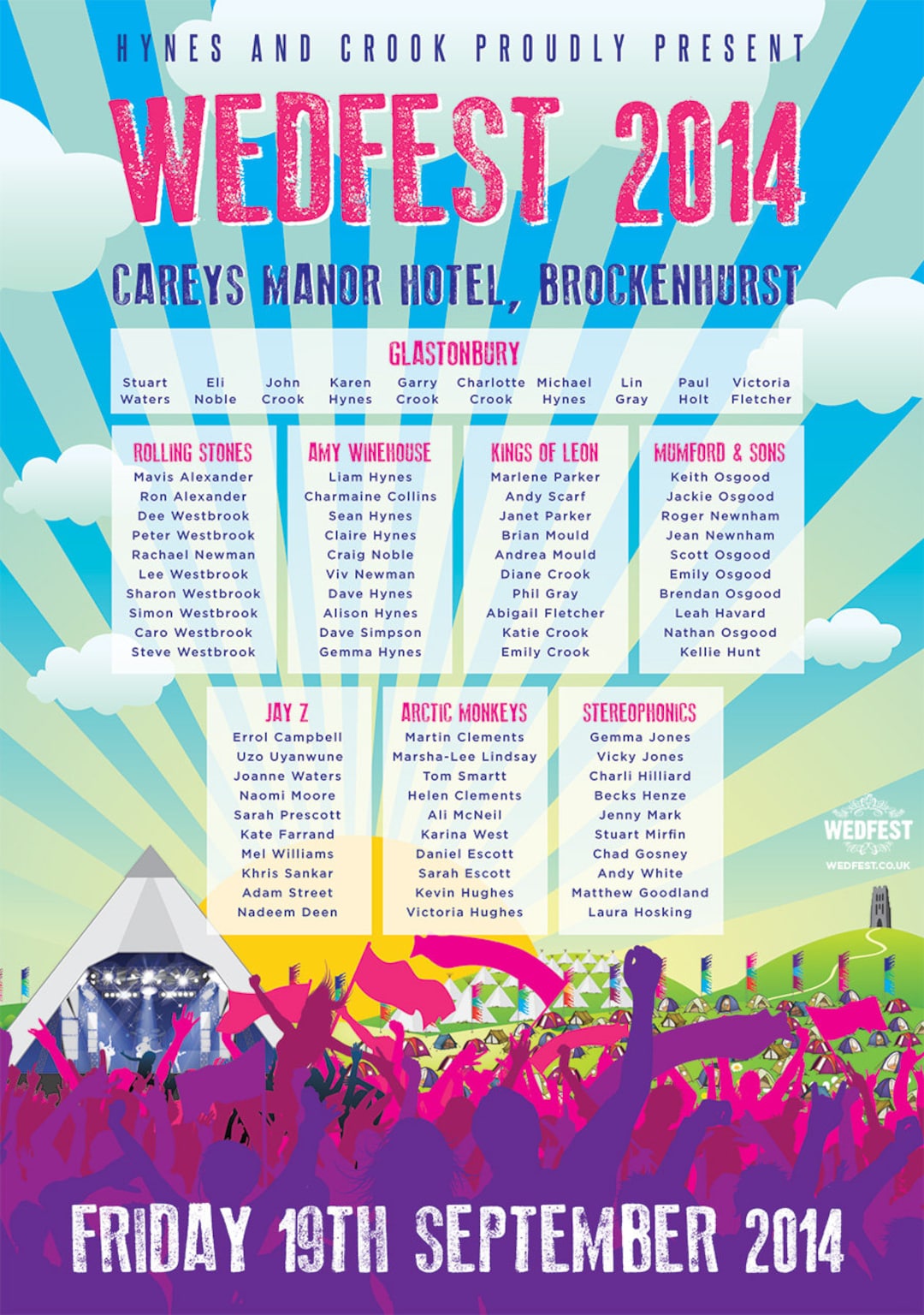 Music Festival Themed Wedding Table Plan Wedfest Festival Wedding Table ...