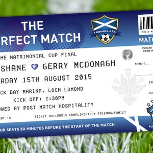 Football Match Ticket Wedding Invitations / Soccer Wedding Invites ...
