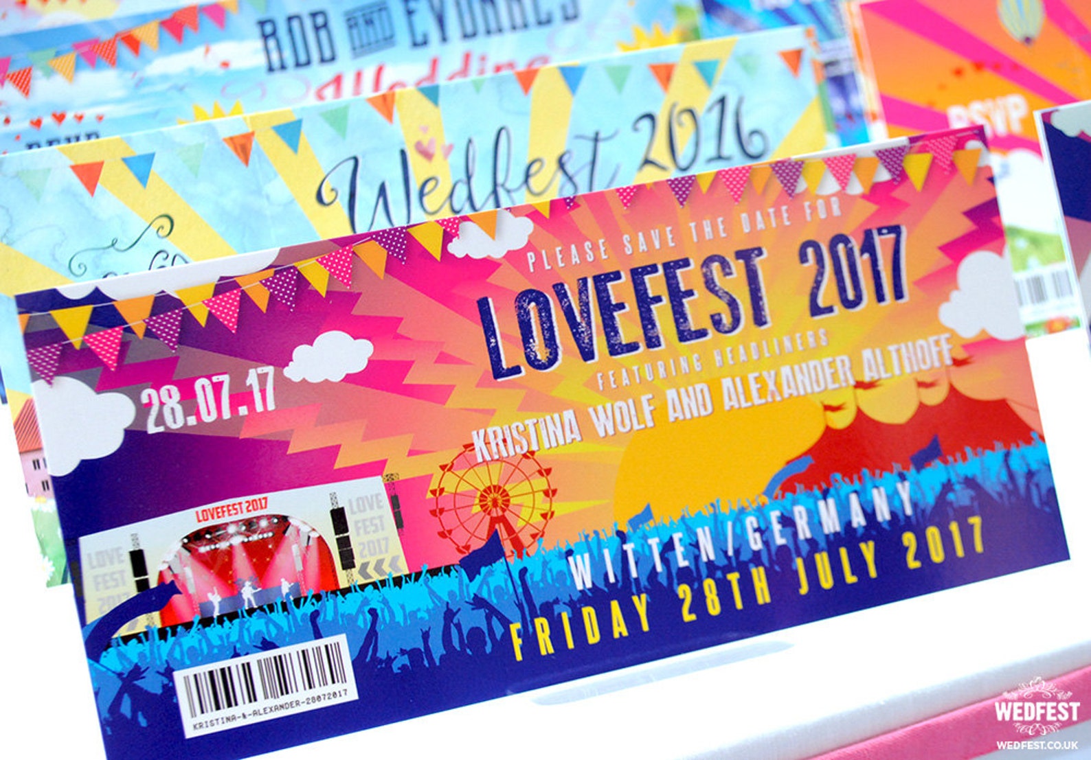 Wedfest Festival Wedding Invites (sample Pack) | Music Festival Wedding ...