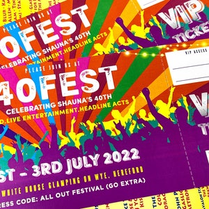 Music Festival Birthday Party Invite Tickets Personalised Festival ...