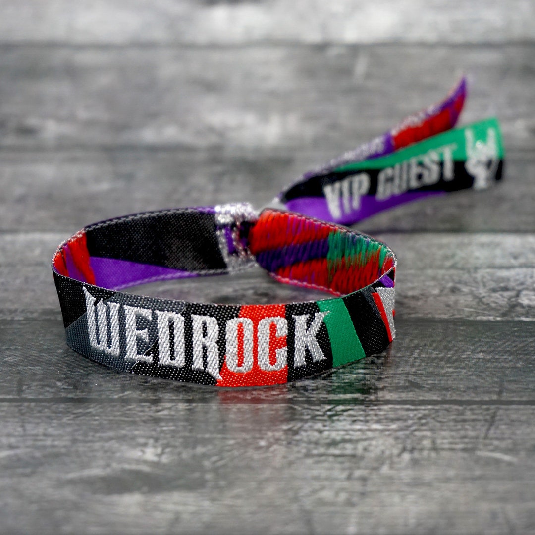 WEDROCK Rock N Roll Wedding Festival Wristbands | Festival Wedding ...