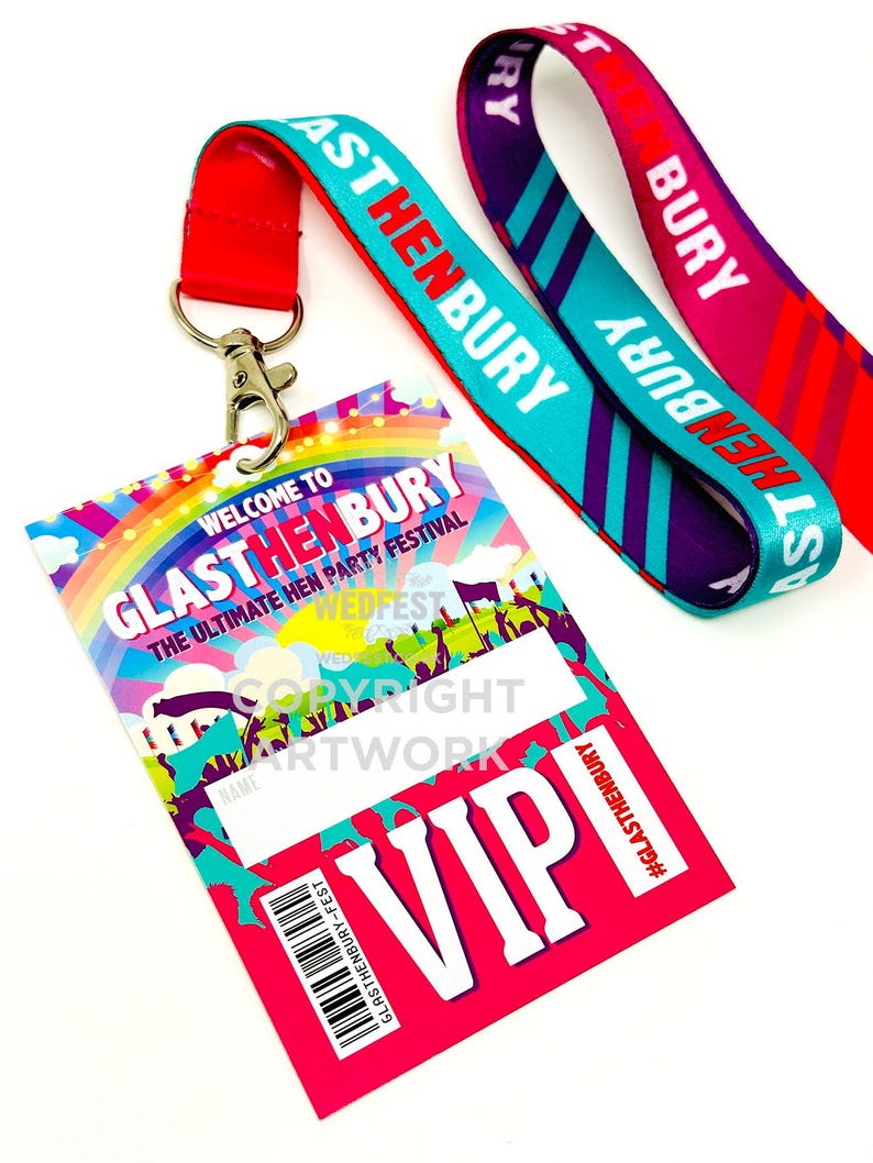 GLASTHENBURY Festival Hen Party Lanyards - HENFEST - Festival Bride ...