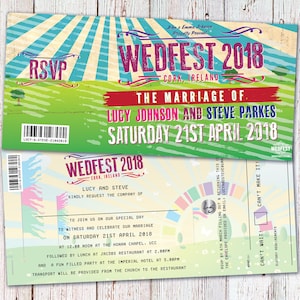 Wedfest Festival Wedding Ticket Invitations (sample Pack) | Festival ...
