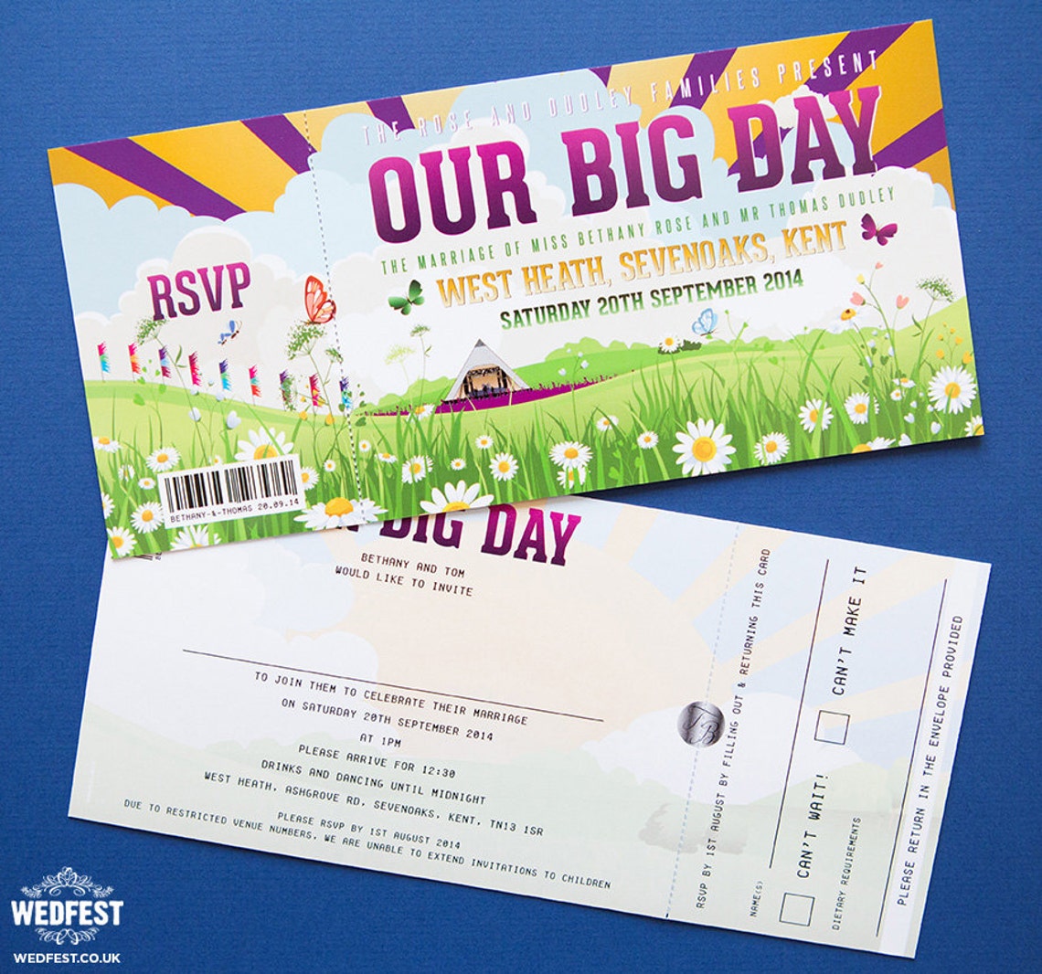 Wedfest Wedding Invites (samples) | Music Festival Wedding | Rock N ...