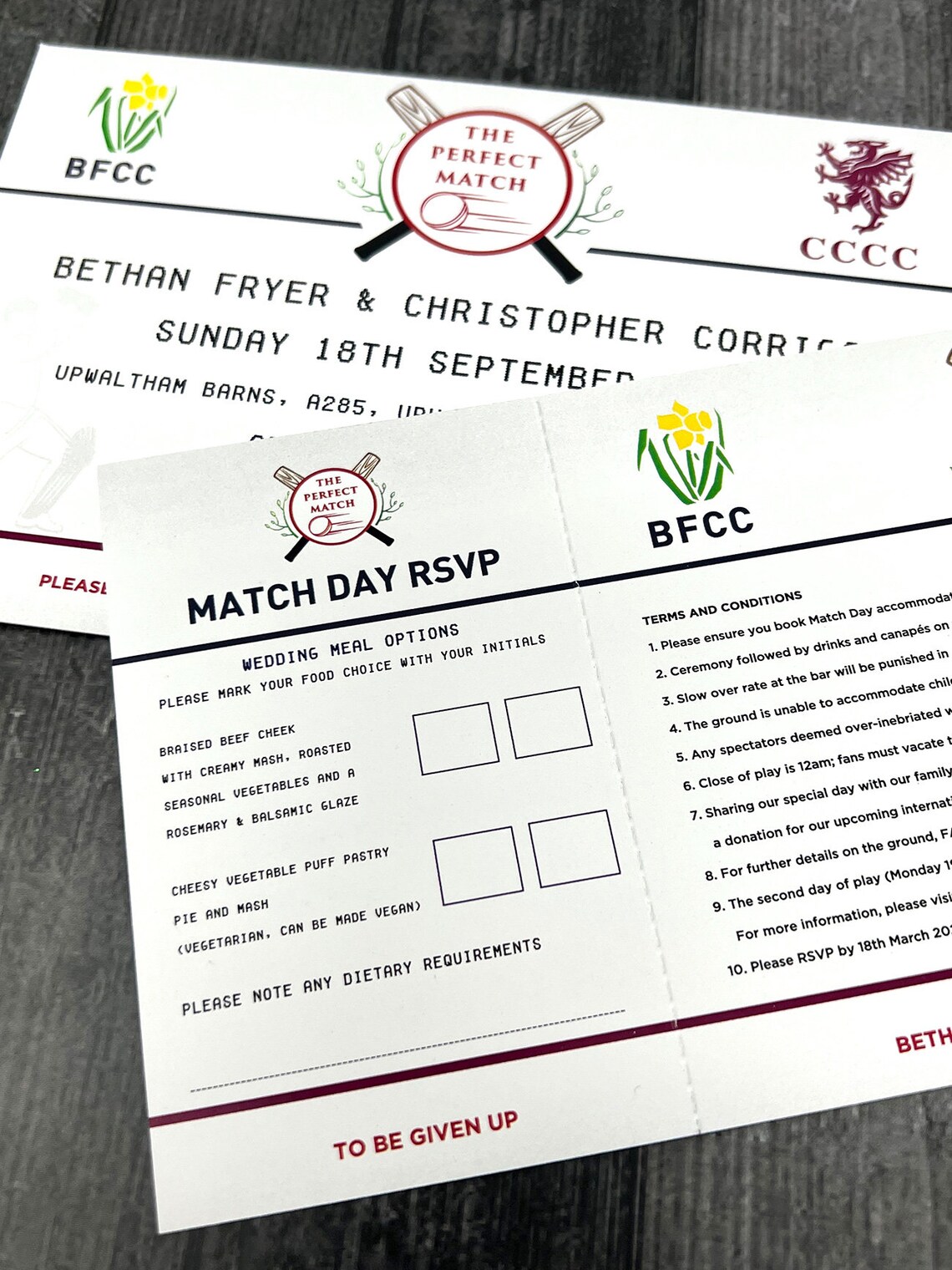Cricket Ticket Themed Wedding Invitations | Cricket Sports Wedding ...