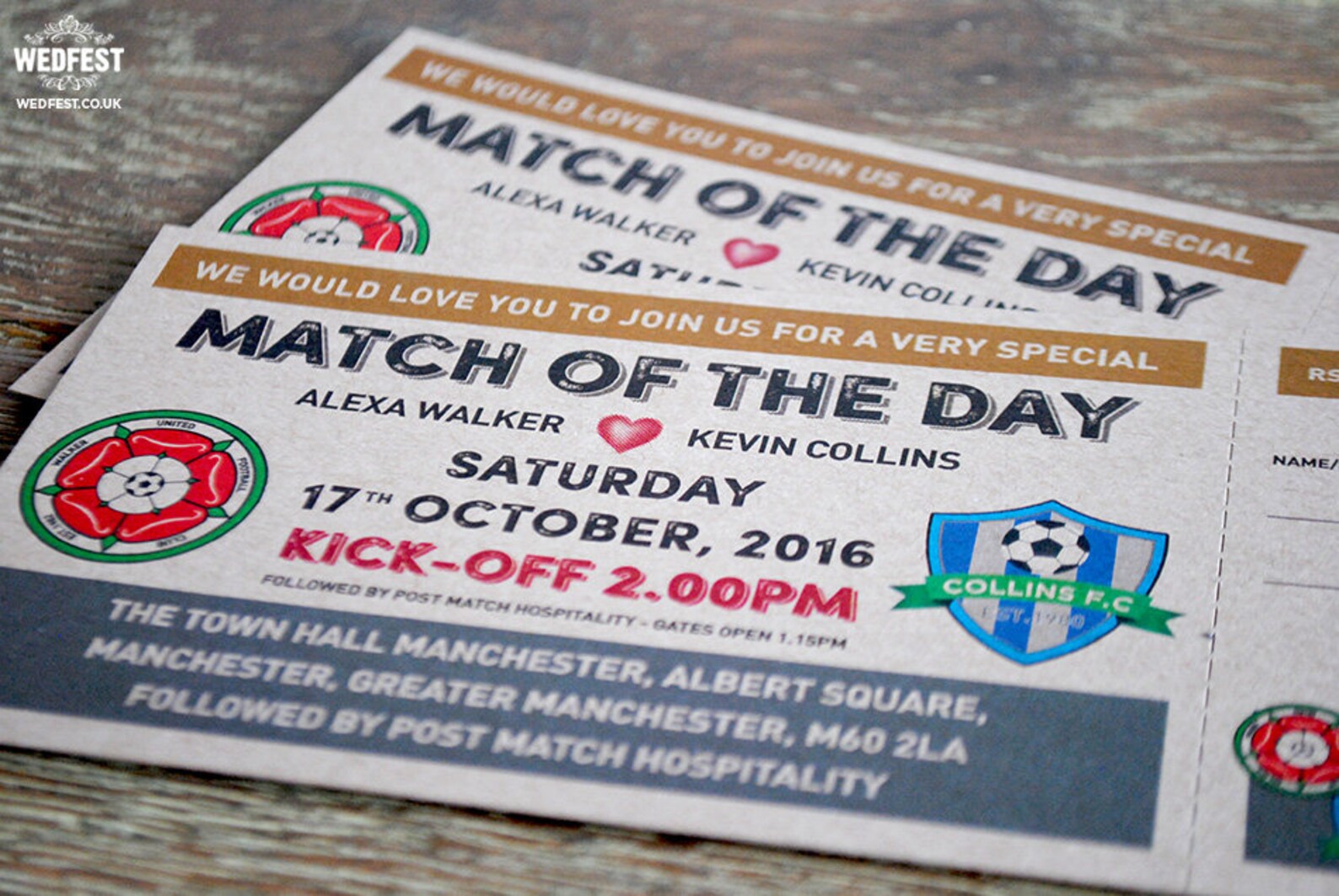Football Match Ticket Wedding Invitations / Soccer Wedding - Etsy UK