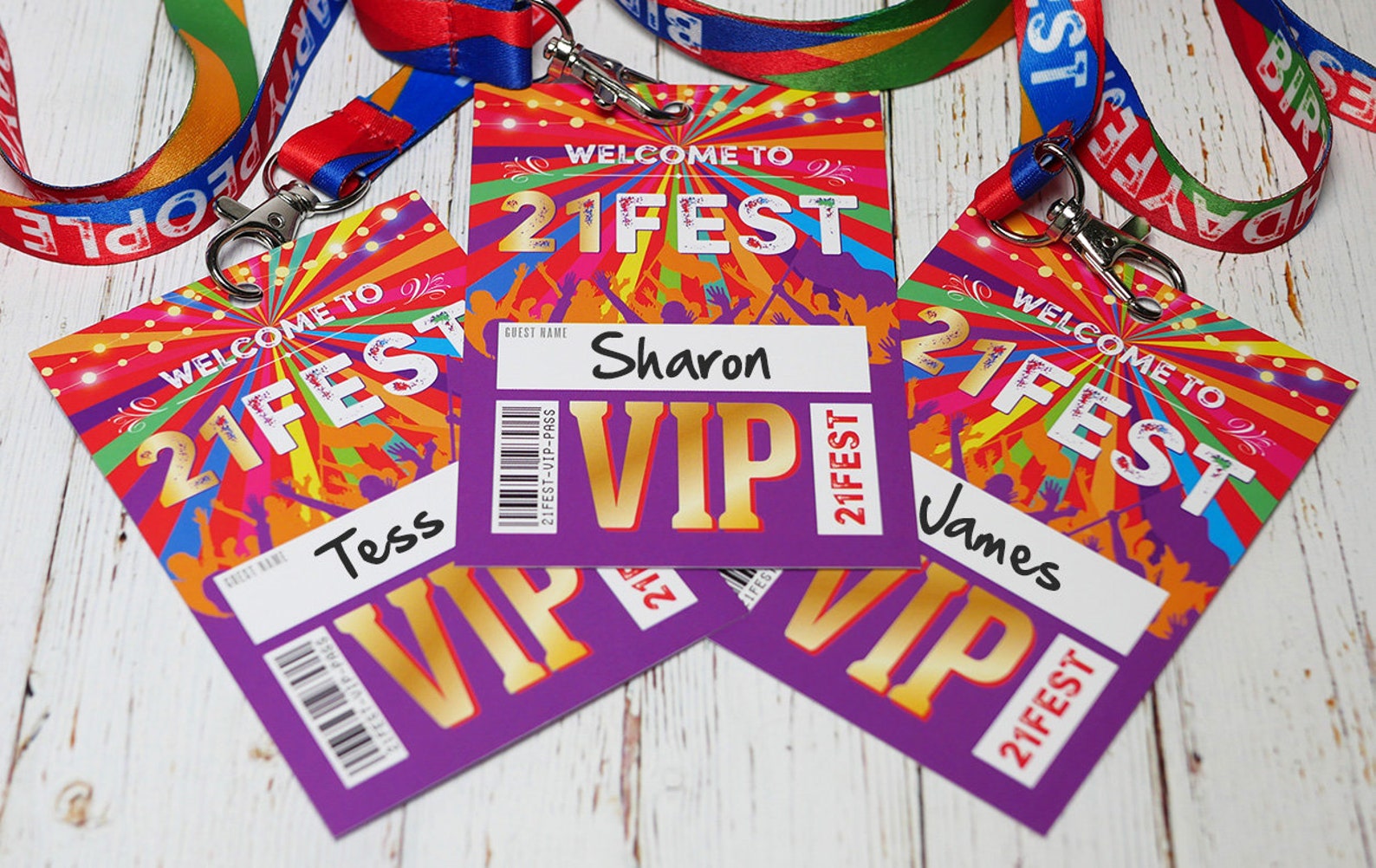 21FEST® 21st Birthday Party Festival VIP Pass Lanyards Favours - 21st ...