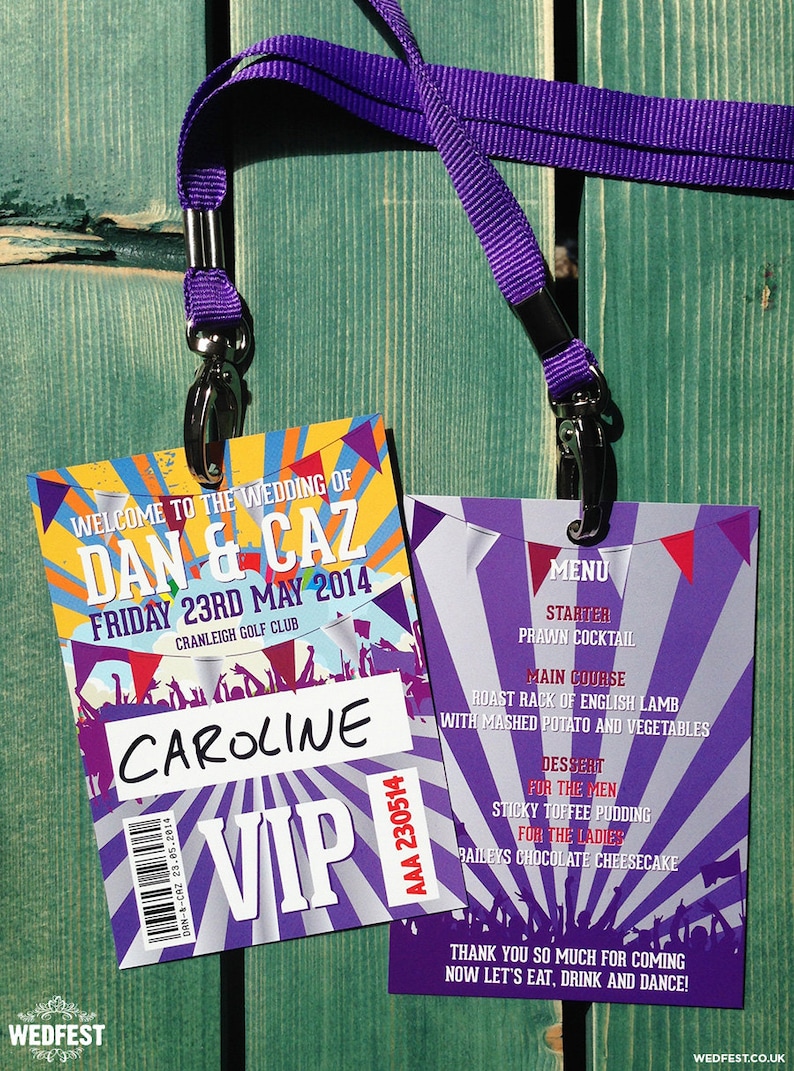 Festival Wedding VIP Programme Neck Lanyards samples - Etsy