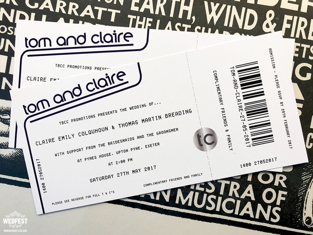 Gig Ticket Wedding Invitations (sample Pack) | Concert Ticket Wedding ...