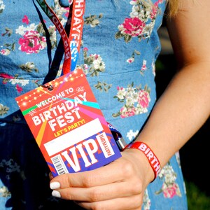 BIRTHDAYFEST® Festival Birthday Party VIP Pass Lanyards Favours ...