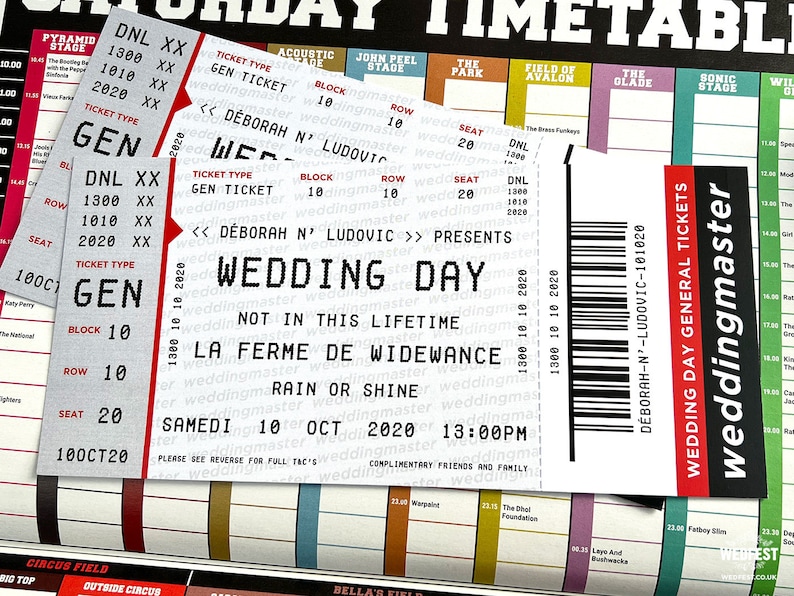 Ticketmaster Gig Concert Ticket Wedding Invites sample Pack - Etsy