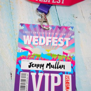 WEDFEST Festival Wedding VIP Pass Lanyards Favours - Festival Wedding ...
