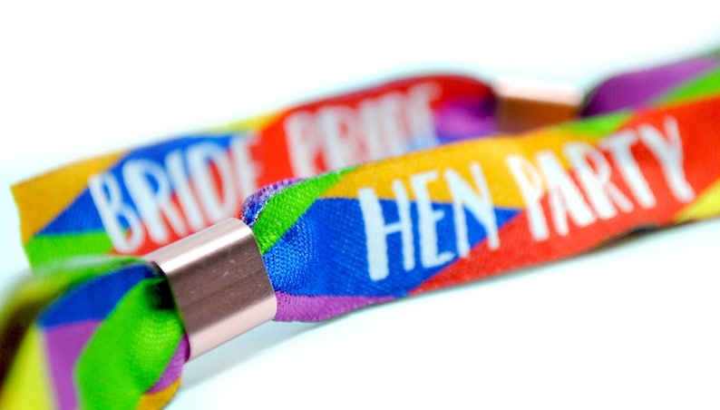 LESBIHEN Bride Pride Lesbian Gay Hen Party Rainbow Festival Wristband ...