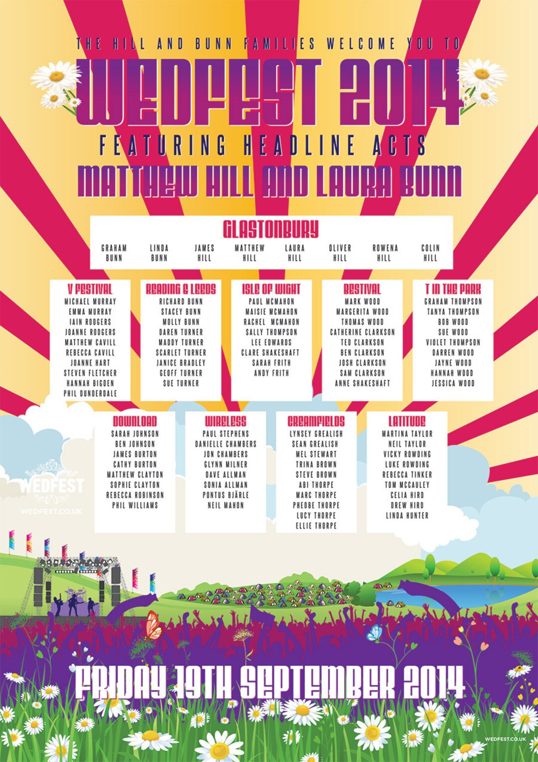 WEDFEST Festival Themed Wedding Table Plans - Etsy