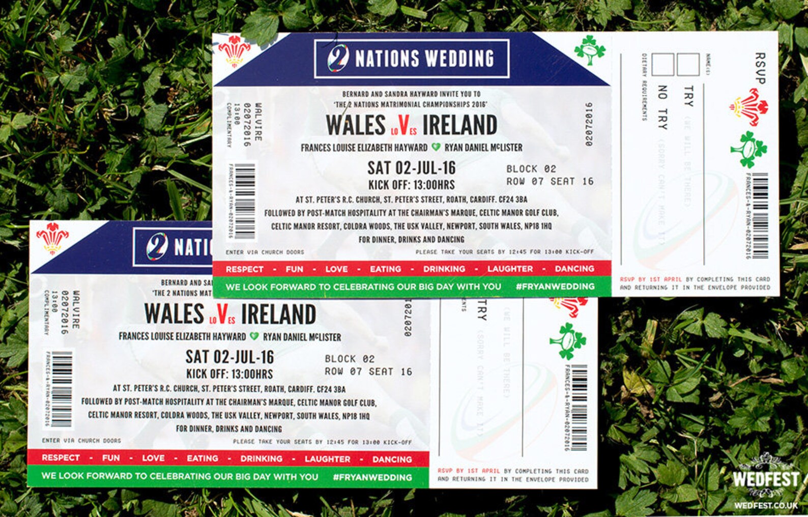 Two Nations Rugby Ticket Wedding Invitations Rugby Sport - Etsy UK
