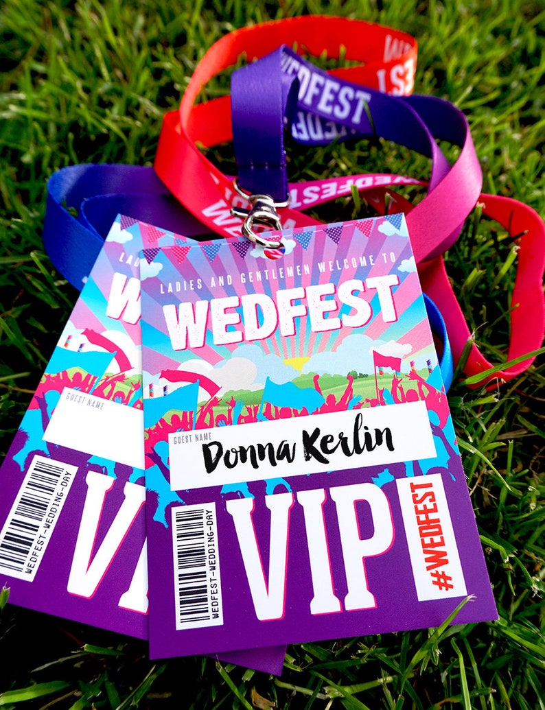 WEDFEST Festival Wedding VIP Pass Lanyards Favours Festival | Etsy