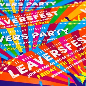 Leaversfest School Leavers Party Invite Tickets | School Leavers ...