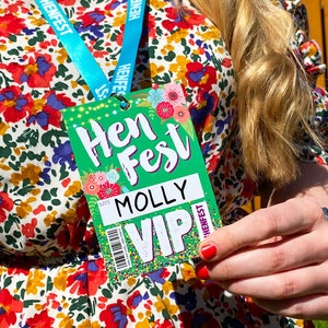 HENFEST ® (green) VIP Festival Hen Party Lanyard Pass ~ Hen Party VIP ...