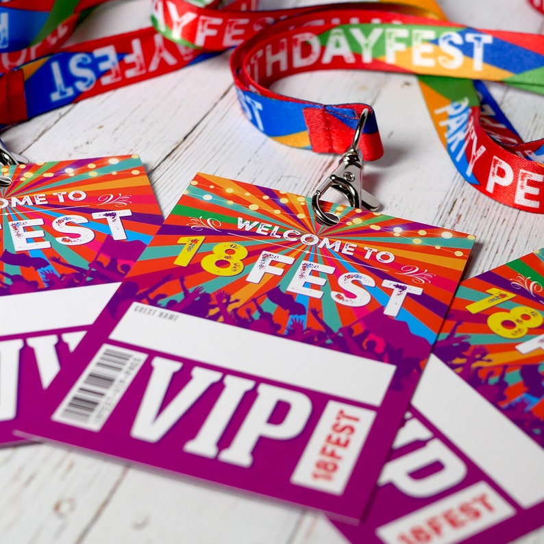 18FEST® 18th Birthday Party Festival VIP Pass Lanyards Favours - 18th ...