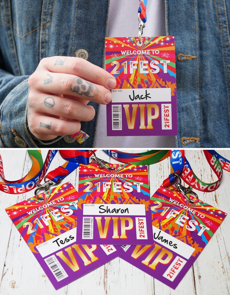 21FEST® 21st Birthday Party Festival VIP Pass Lanyards Favours - 21st ...