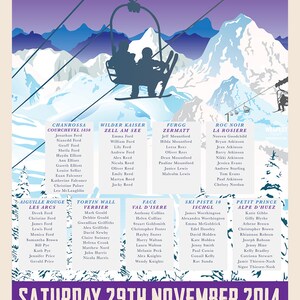 Ski Skiing Theme Wedding Table Seating Plans - Ski Snowboard Wedding ...