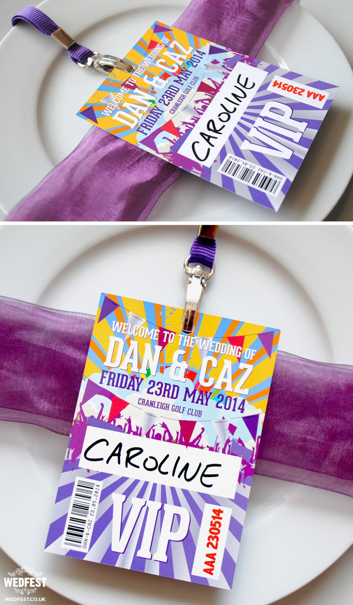 Festival Wedding VIP Programme Neck Lanyards samples - Etsy