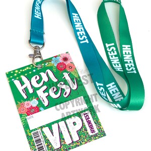 HENFEST ® (green) VIP Festival Hen Party Lanyard Pass ~ Hen Party VIP ...