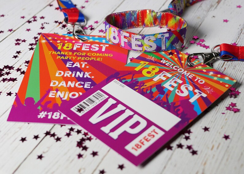 18FEST® 18th Birthday Party Festival VIP Pass Lanyards Favours - 18th ...