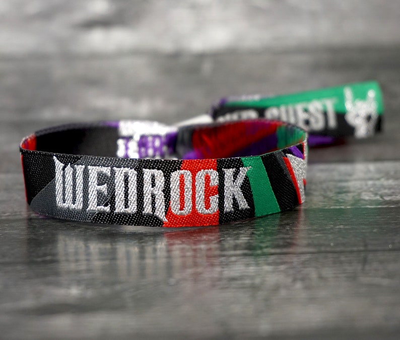 WEDROCK Rock N Roll Wedding Festival Wristbands | Festival Wedding ...