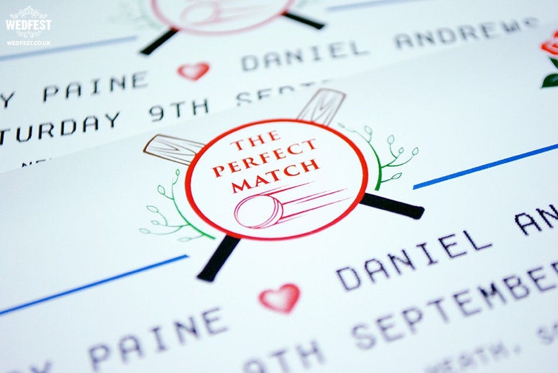 Cricket Ticket Themed Wedding Invitations | Cricket Sports Wedding ...