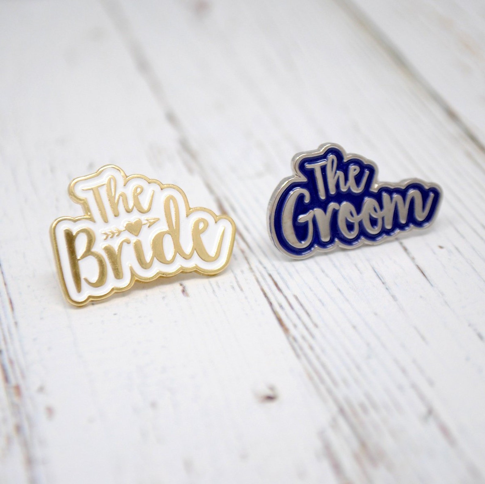 Bride & Groom Wedding Enamel Lapel Pins Gift Set - Wedding Gifts ...