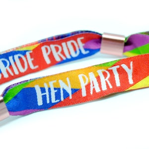 LESBIHEN Bride Pride Lesbian Gay Hen Party Rainbow Festival Wristband ...