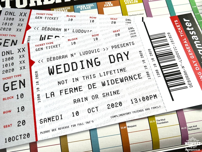 Ticketmaster Gig Concert Ticket Wedding Invites sample Pack - Etsy