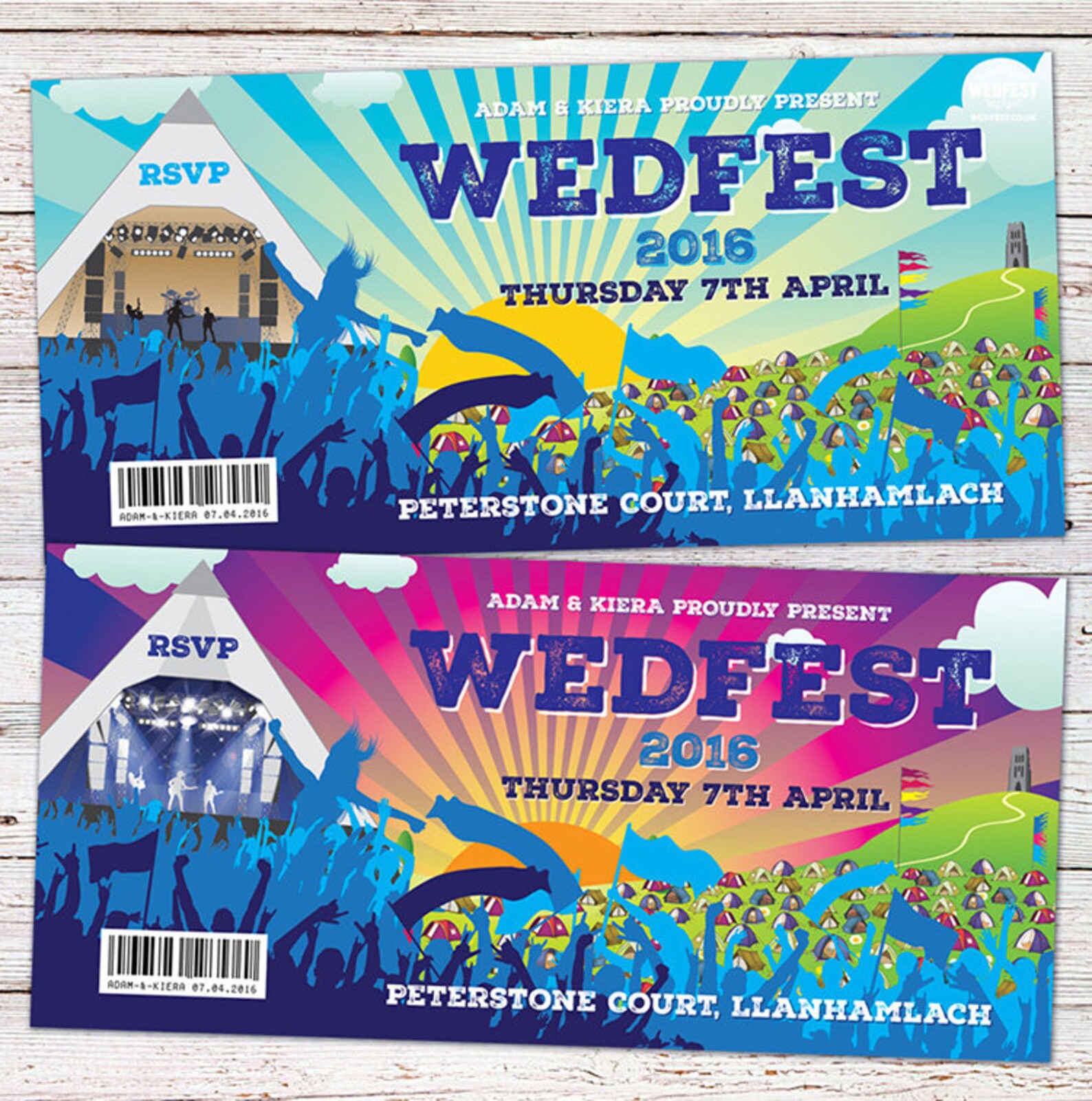 Wedfest Festival Wedding Ticket Invitations (sample Pack) | Festival ...