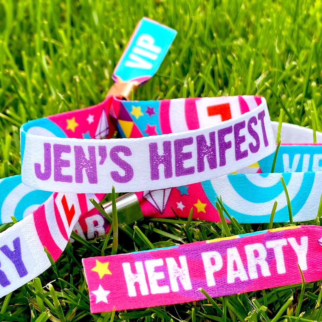 Personalised HENFEST ® Hen Party Wristbands - Customised Hen Do Party ...