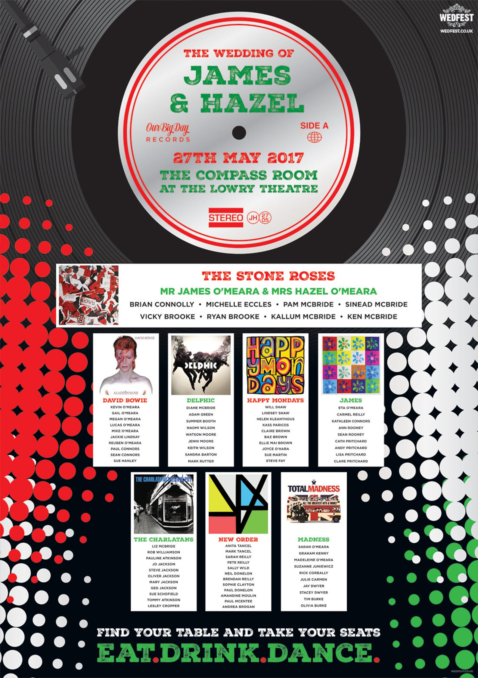 Vinyl Records Wedding Table Plan Retro Music Vinyls Wedding Seating ...