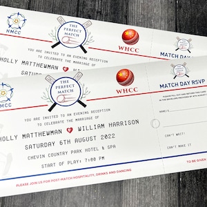 Cricket Ticket Themed Wedding Invitations Cricket Sports Wedding ...